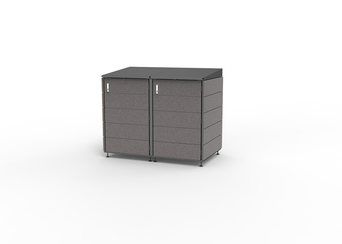 Modern trash enclosures and package lockers. Rats hate us.