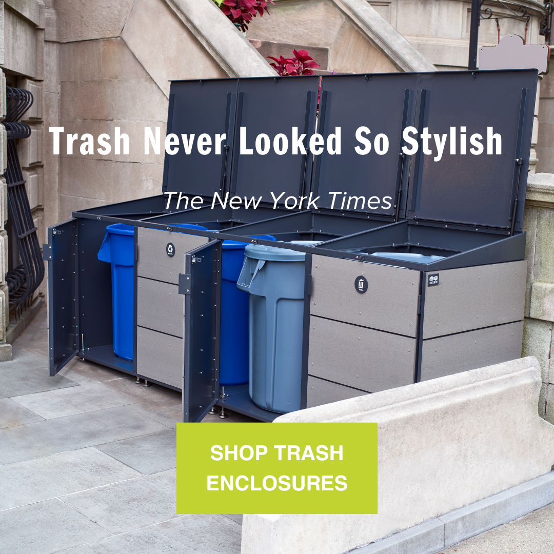 Modern trash enclosures and package lockers. Rats hate us.